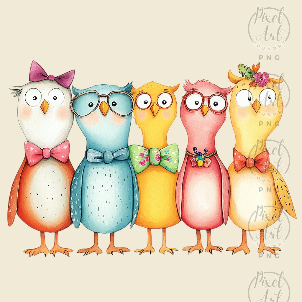 Cottage Core Owl Clipart Set: Whimsical Illustrations (15 PNG) - Etsy