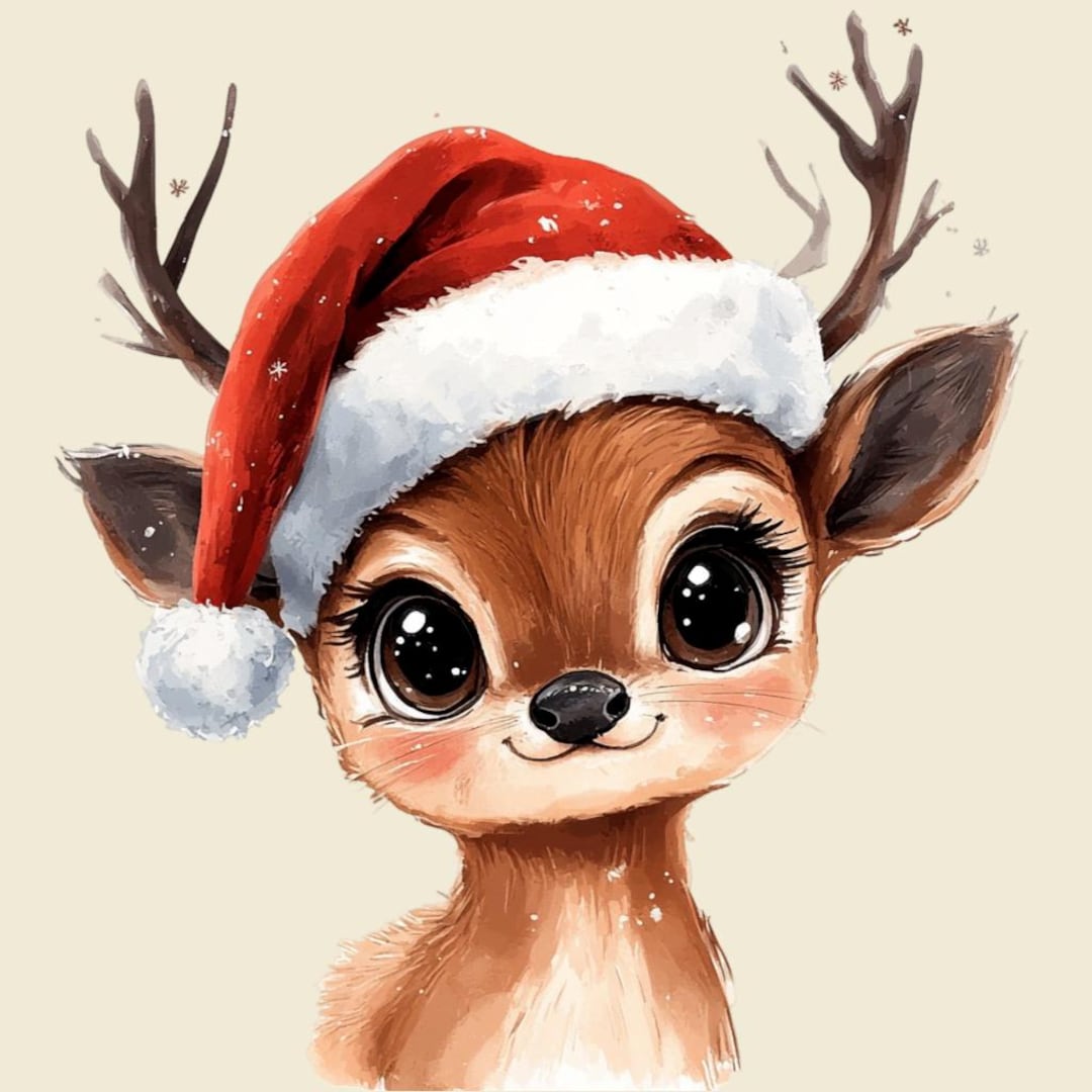 Cute Christmas Reindeer Clipart Set, 21 Pngs, Festive Reindeer ...