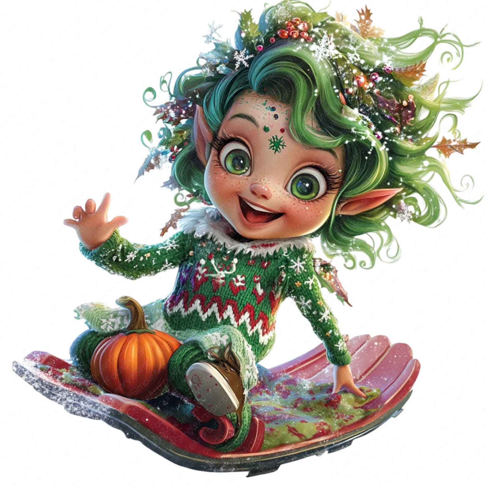 Green Elf Christmas Clipart Set, 21 Pngs, Cute Elves Trees & Gifts ...