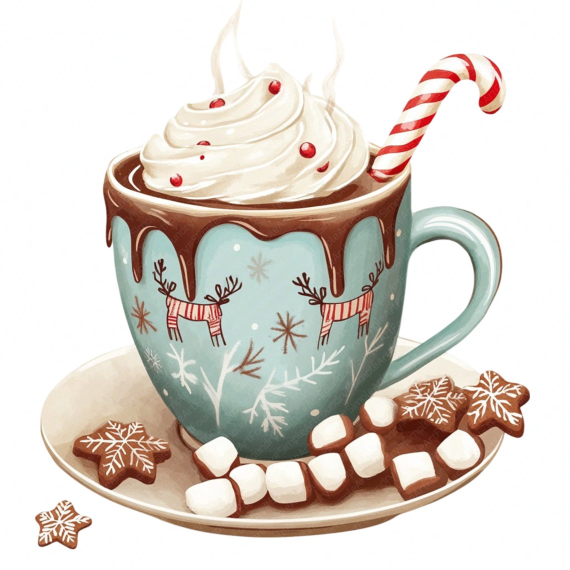 Christmas Cocoa Clipart – Festive Holiday Mugs, PNG Set (digital ...
