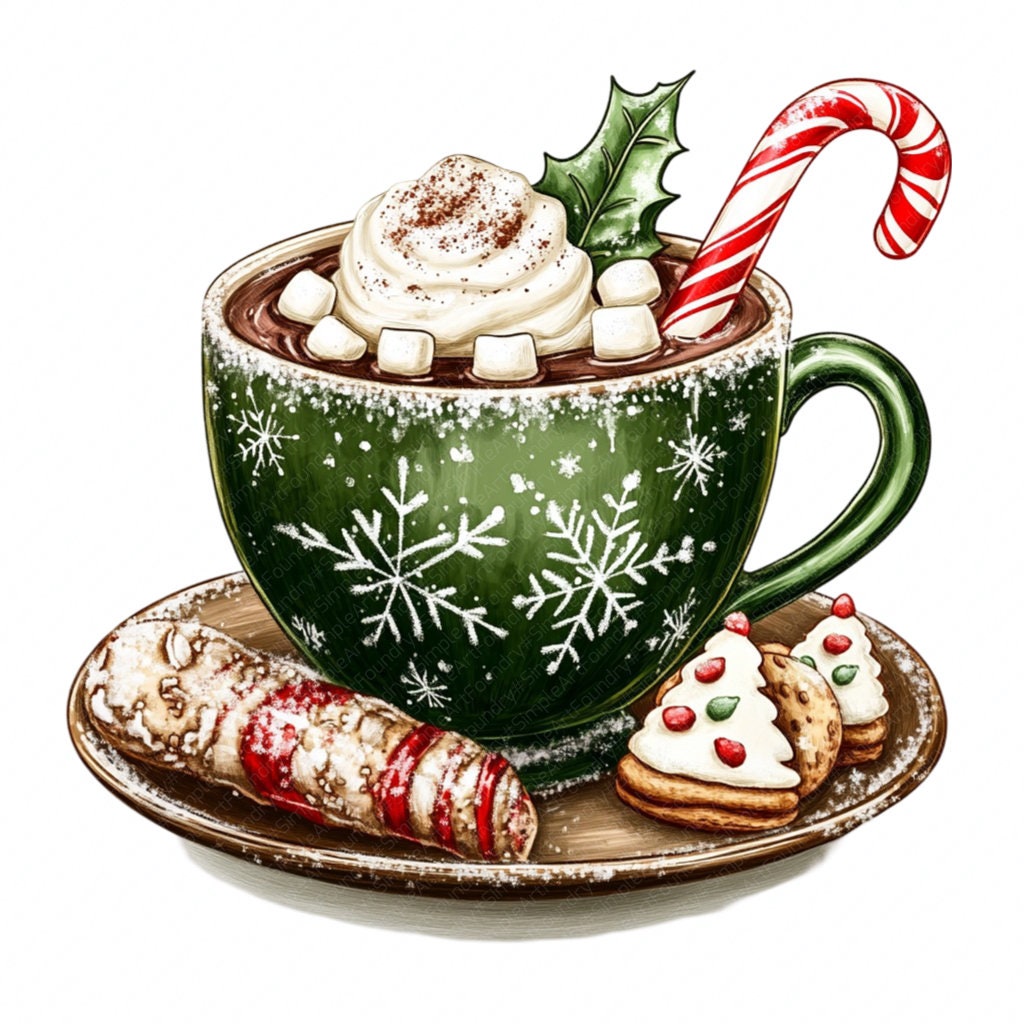 Christmas Cocoa Clipart – Festive Holiday Mugs, PNG Set (digital ...