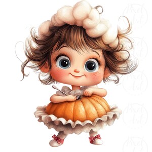 Thanksgiving Baby Girl Clipart: Quirky Harvest PNG (digital Download ...
