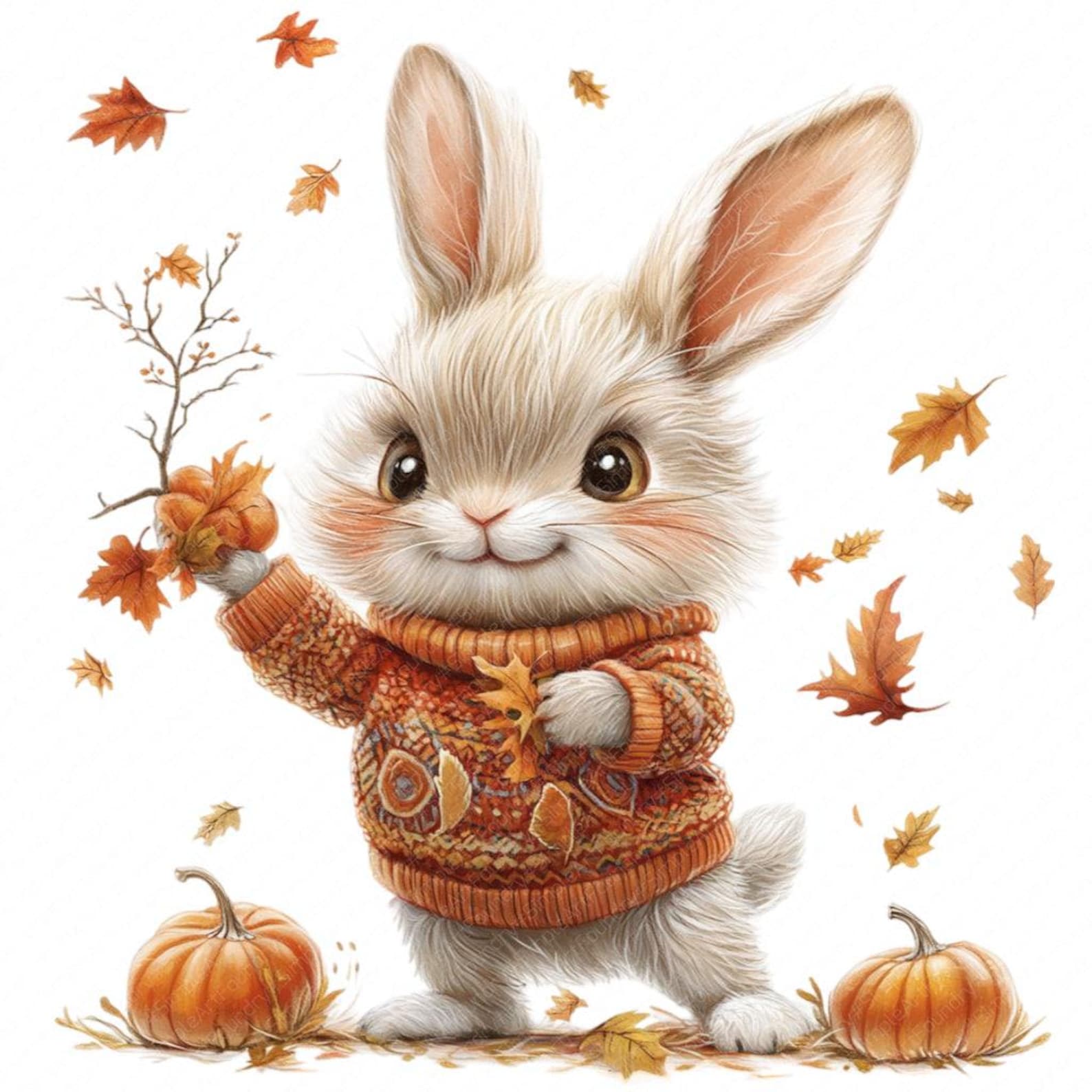 Fall Bunny Clipart Set | 28 Pngs | Cozy Sweaters & Autumn Leaves | Cute ...