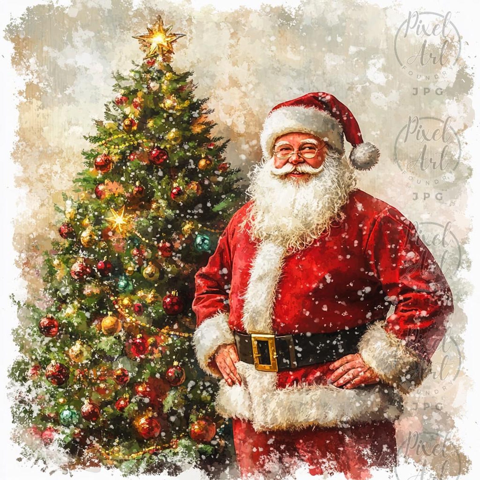 Vintage Santa Scenes Christmas Clipart Nostalgic Holiday JPG 14 Images ...