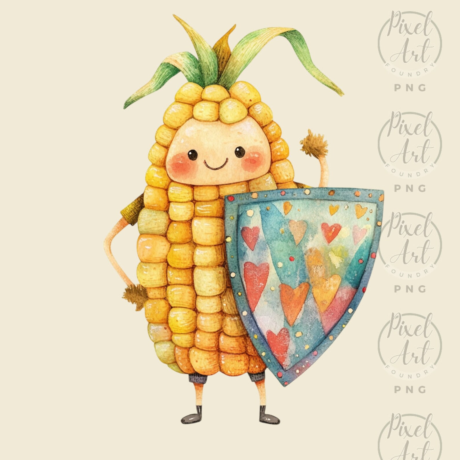 Corny Crusaders Clipart Set Cute Corn Characters Superhero Corn ...
