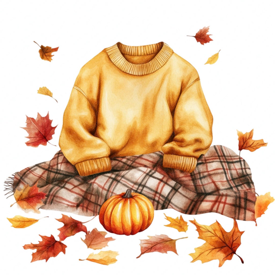 Warm Cozy Fall Aesthetic Clipart Set – 24 Pngs, Sweaters, Pumpkins, and ...