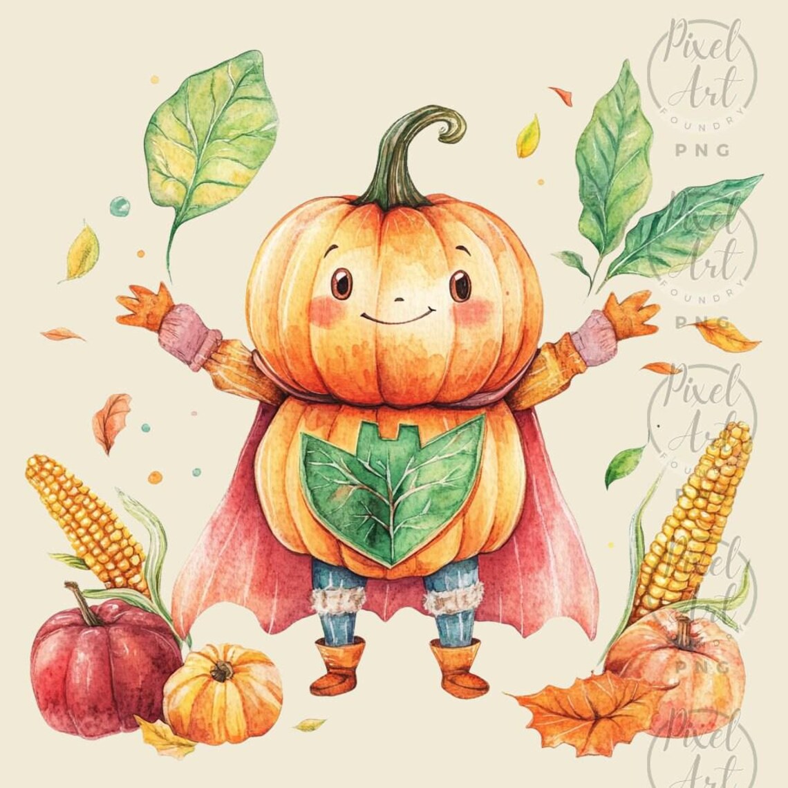 Pumpkin Protectors Clipart: Whimsical Halloween Costume Characters ...