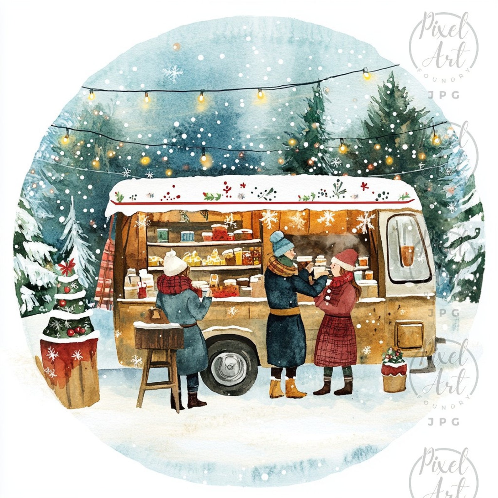Festive Food Trucks Watercolor Clipart: Junk Journals, Scrapbooking (24 ...