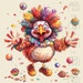 Clumsy Turkey Clown Clipart Set Funny Thanksgiving Turkeys Digital Art ...