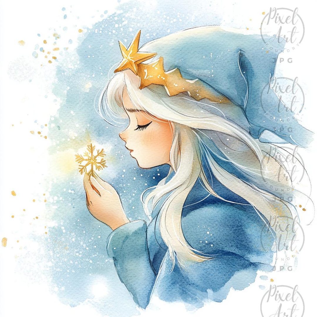 Dreamy Celestial Snow Sprites Clipart Magic Winter Night Art Ethereal ...