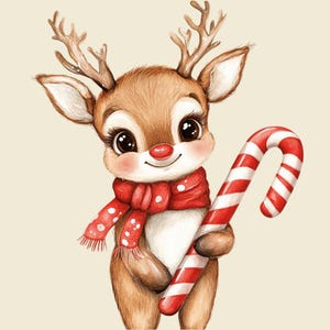 Cute Christmas Reindeer Clipart Set, 21 Pngs, Festive Reindeer ...