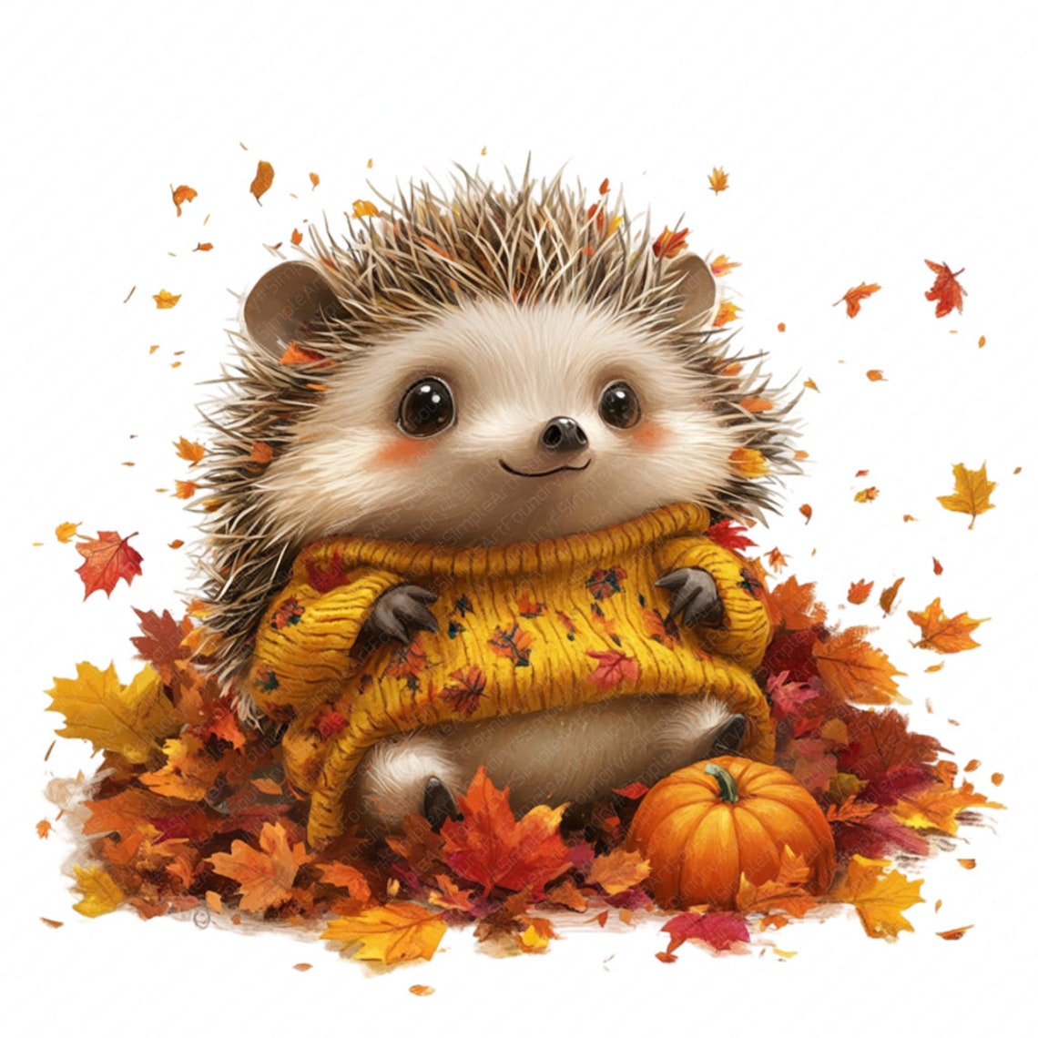 Fall Hedgehog Clipart Set 28 Pngs Cozy Autumn Animals With Sweaters ...