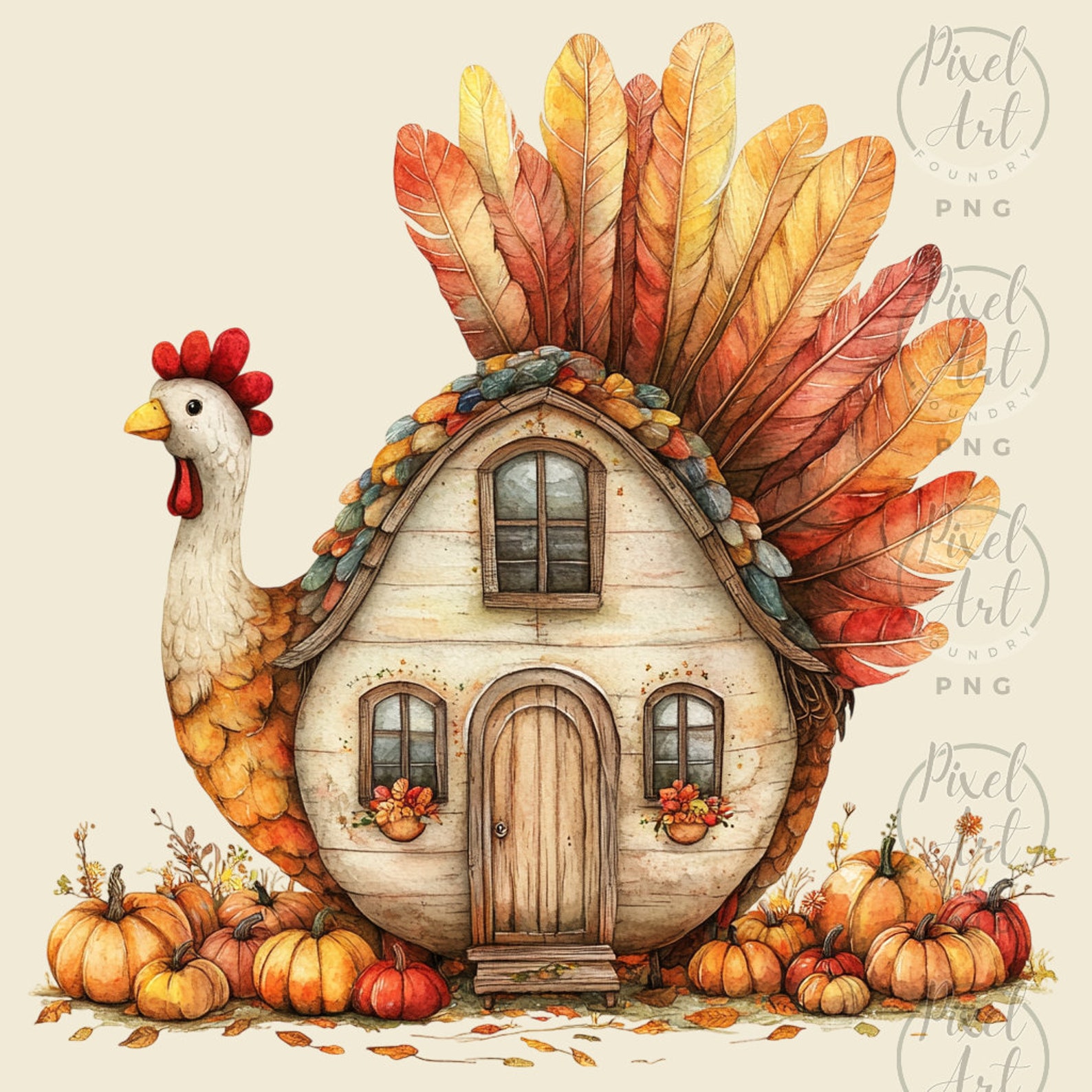 Turkey House Clipart Set: Whimsical Fall Cottages (15 PNG) - Etsy