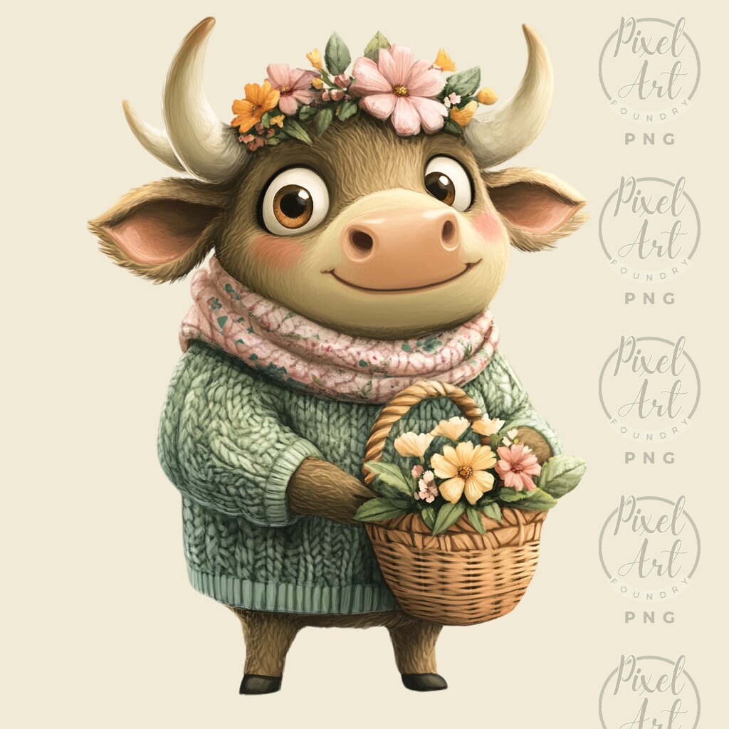 Aurus the Cozy Bull Zodiac Clipart Set Cozy Bull Illustrations Taurus ...
