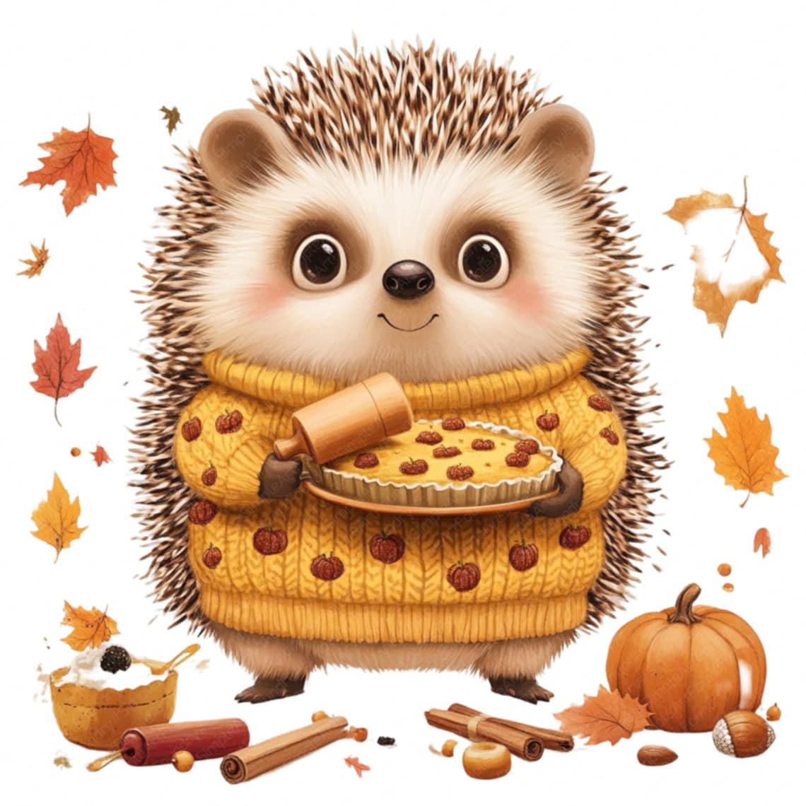 Fall Hedgehog Clipart Set 28 Pngs Cozy Autumn Animals With Sweaters ...