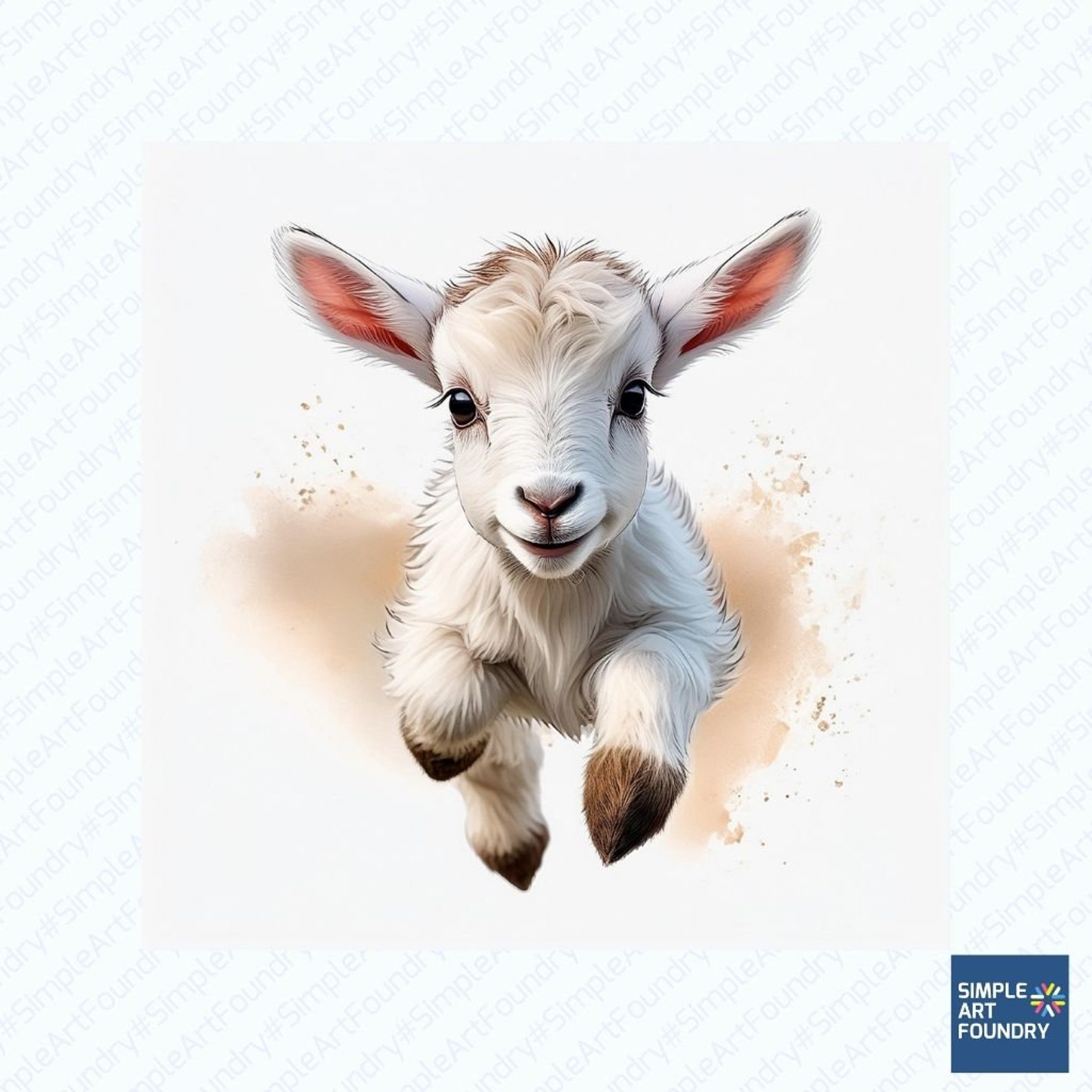 Baby Goat Clipart | 16 Watercolor JPG | Farm Animals for Scrapbooking ...