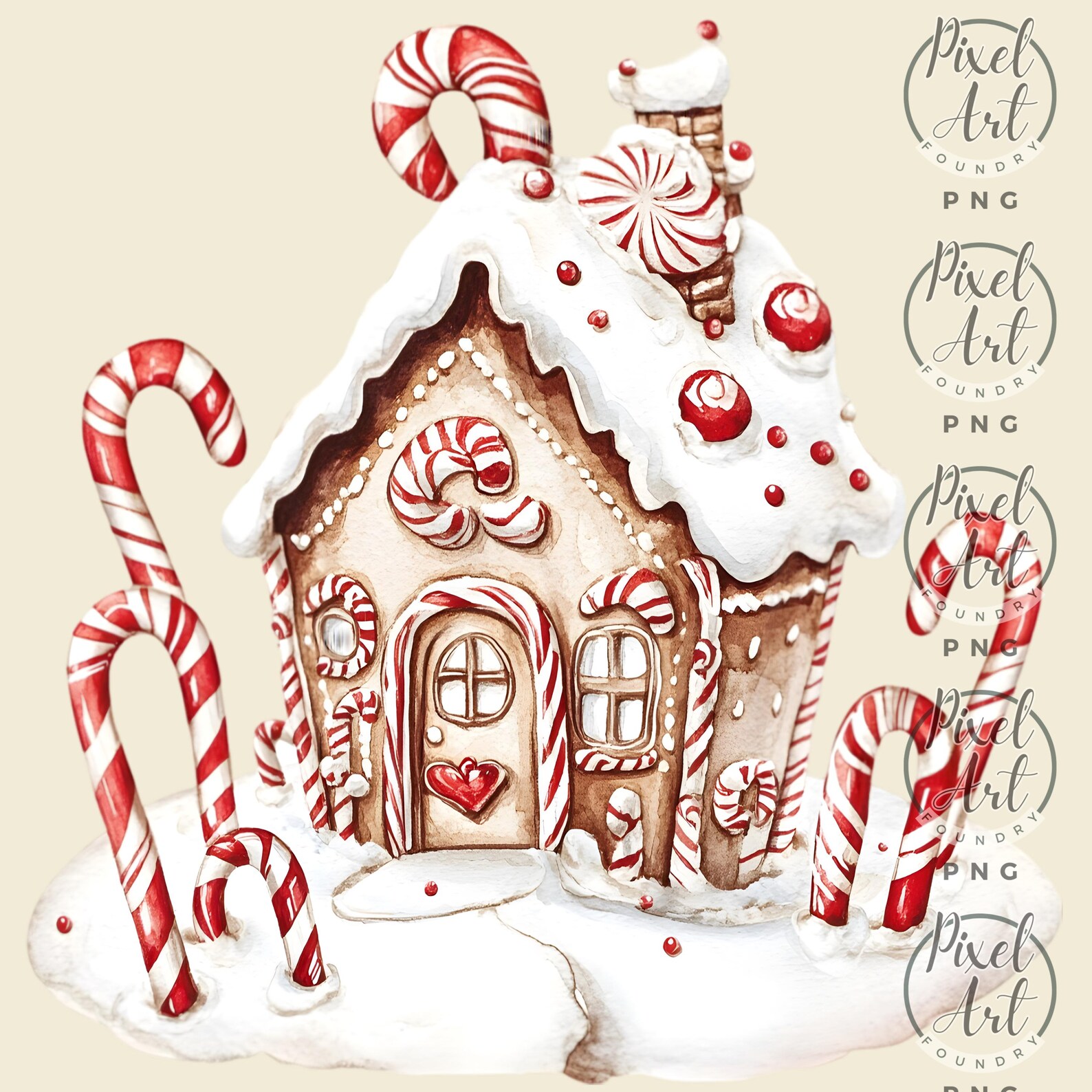 Festive Gingerbread House Clipart Set, 33 Pngs, Candy Christmas Houses ...