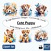 16 Cute Baby Dog Puppy Clipart Set - Watercolor Jpgs for Scrapbooking ...