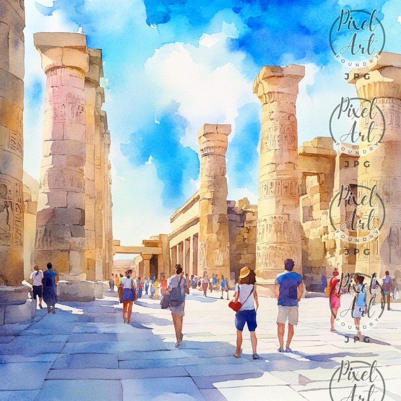 Egypt Landmarks Clipart Pyramids Sphinx Nile Temples 24 JPG Travel ...