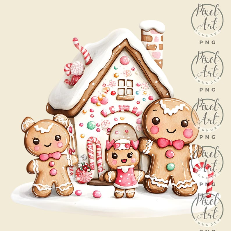 Festive Gingerbread House Clipart Set, 33 Pngs, Candy Christmas Houses ...