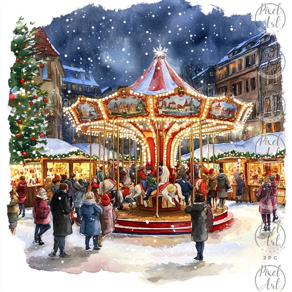 German Christmas Market Clipart: Winter Festival Scenes (jpgs) - Etsy