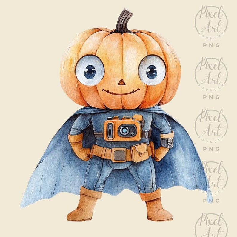 Pumpkin Protectors Clipart: Whimsical Halloween Costume Characters ...