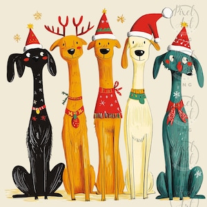 Christmas Dogs Clipart: Festive Holiday Hats, Scrapbooking (PNG) - Etsy