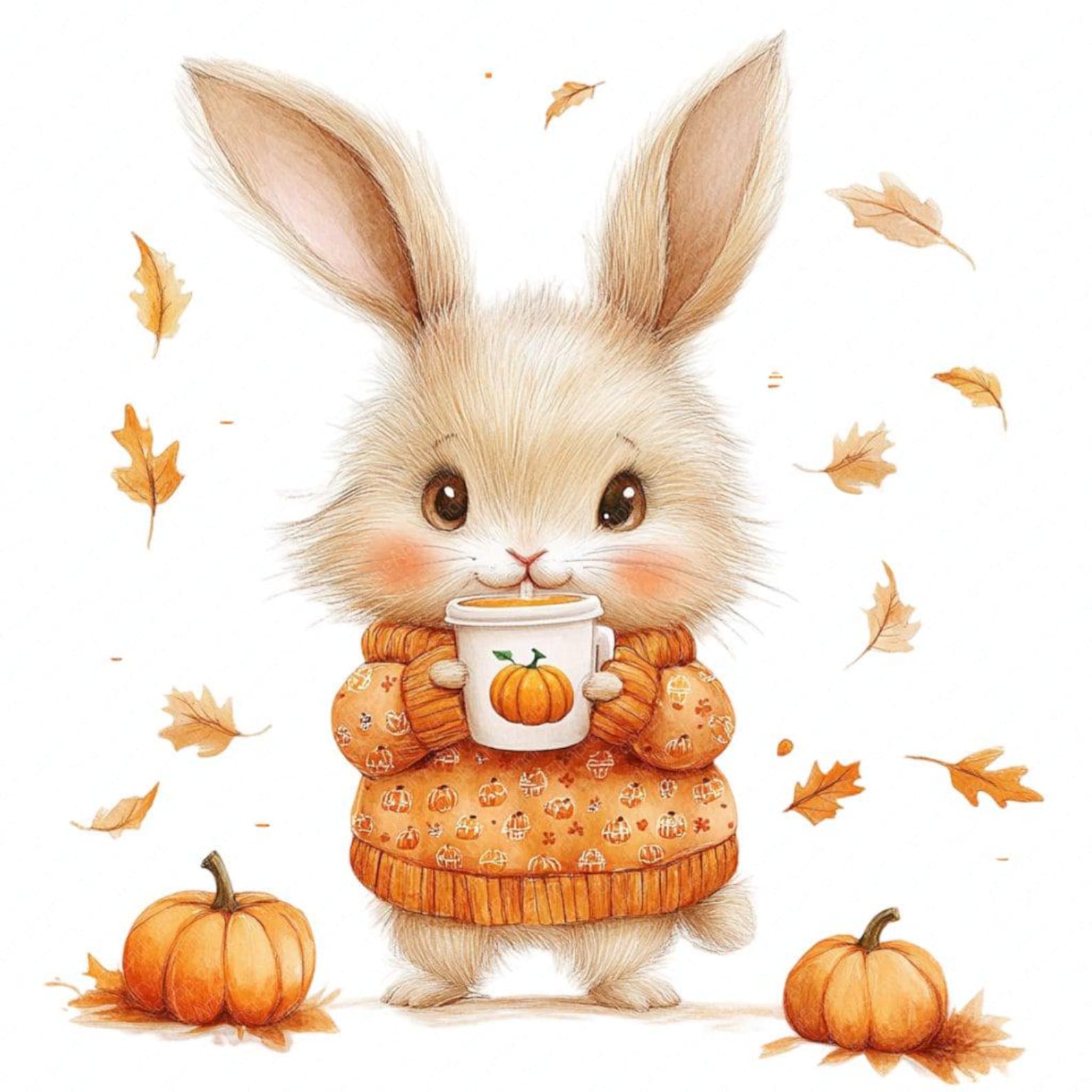 Fall Bunny Clipart Set | 28 Pngs | Cozy Sweaters & Autumn Leaves | Cute ...