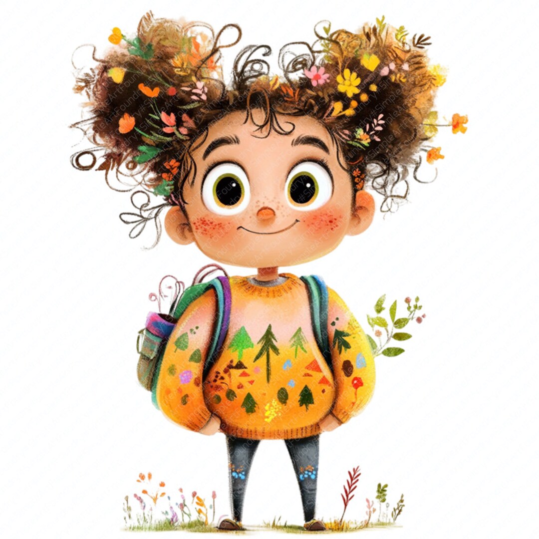 Whimsical Gender Neutral Child Clipart, 22 Cozy Adorable PNG Images ...