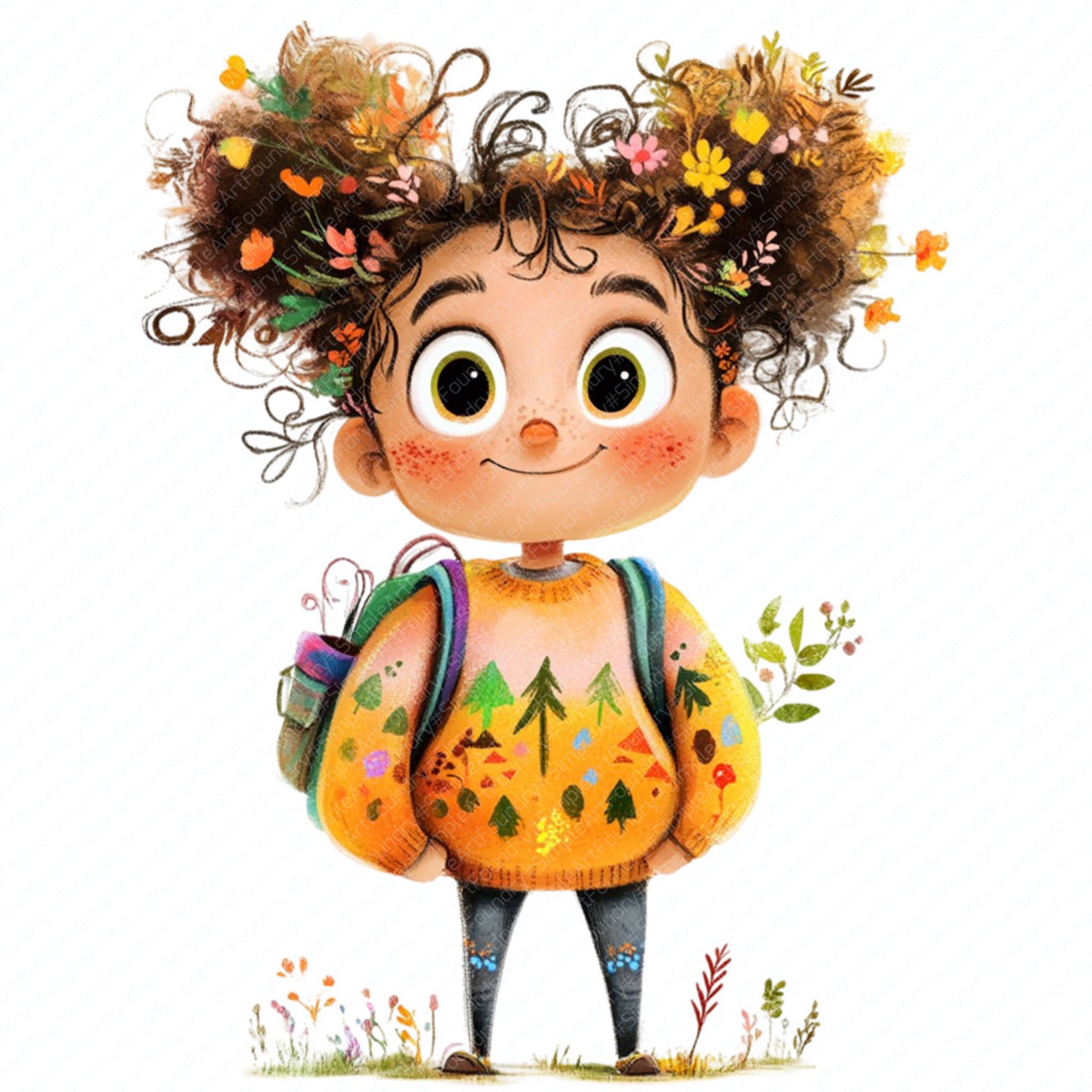 Whimsical Gender Neutral Child Clipart, 22 Cozy Adorable PNG Images ...