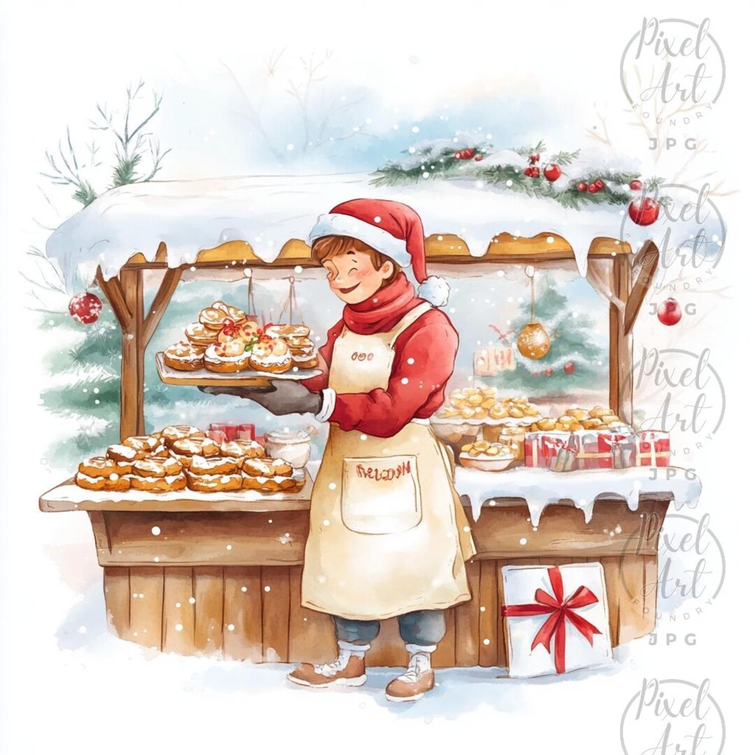 Holiday Baker Clipart Cozy Winter Market Decor Festive Treats Recipe ...