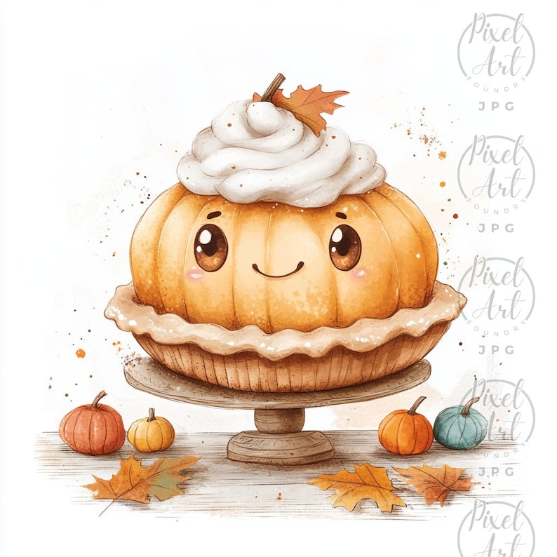 Pumpkin Pie Character Clipart Collection Cute Thanksgiving Pie Faces ...