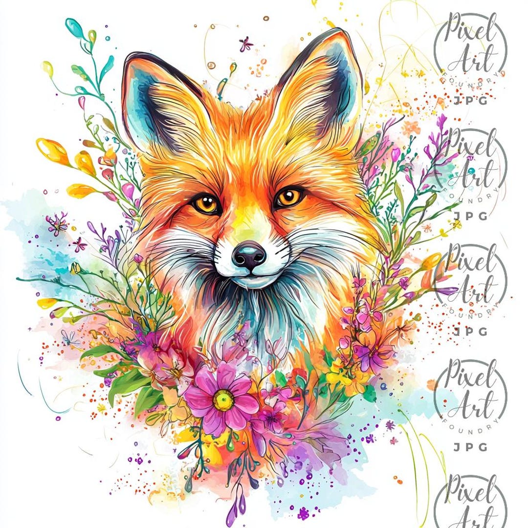 Whimsical Spring Animal Clipart Bunnies Butterflies Chicks Foxes 24 JPG ...