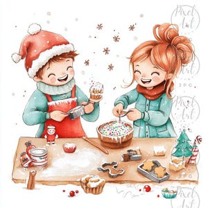 Whimsical Winter Baking Clipart Cozy Holiday Characters Recipe Cards ...