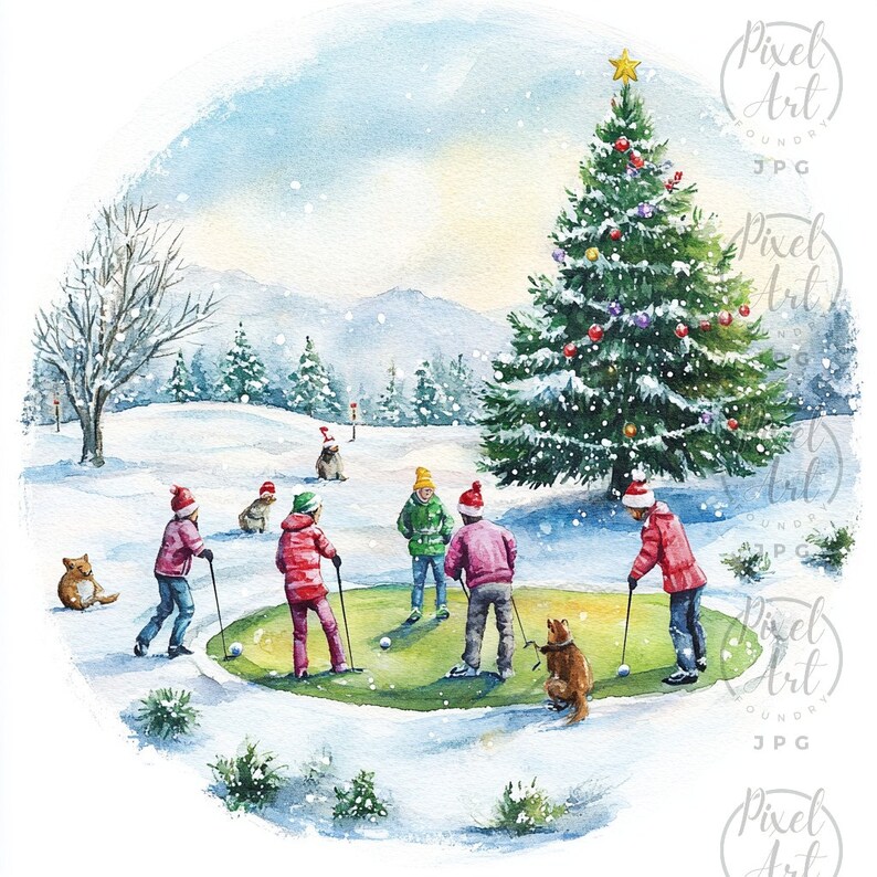 Christmas Golf Clipart: Festive Holiday Art (23 JPG) - Etsy