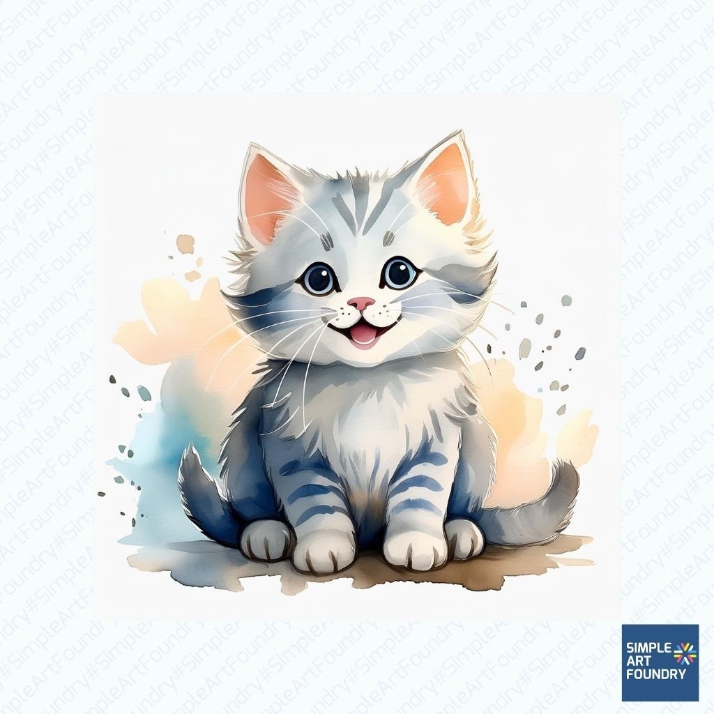 16 Kitten Clipart | Cute Watercolor Kitty Cat Jpgs | Digital Art for ...