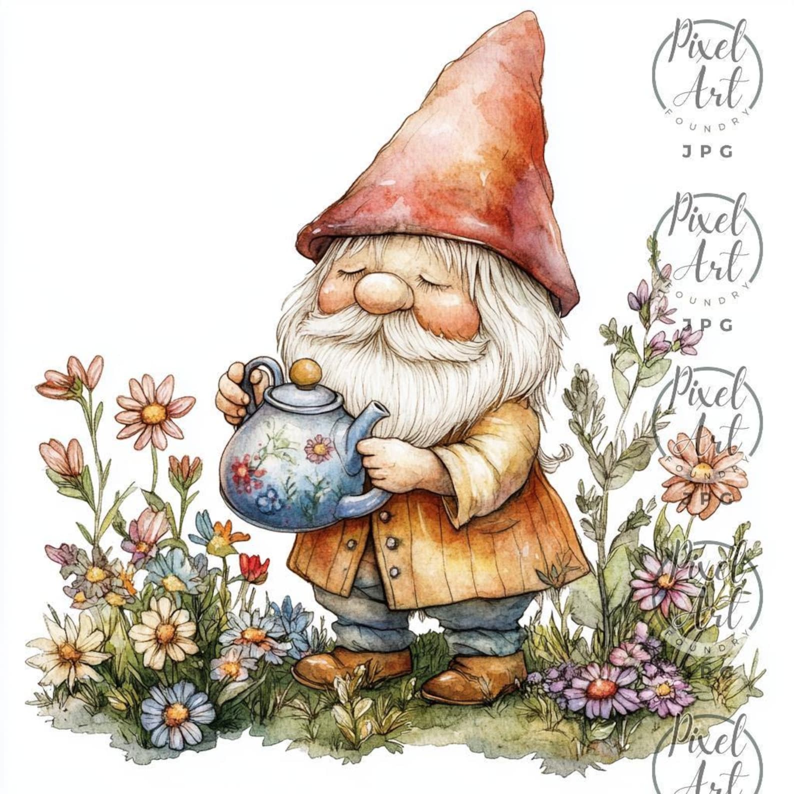 Charming Vintage Garden Gnomes Clipart Rustic Enchanting Designs ...