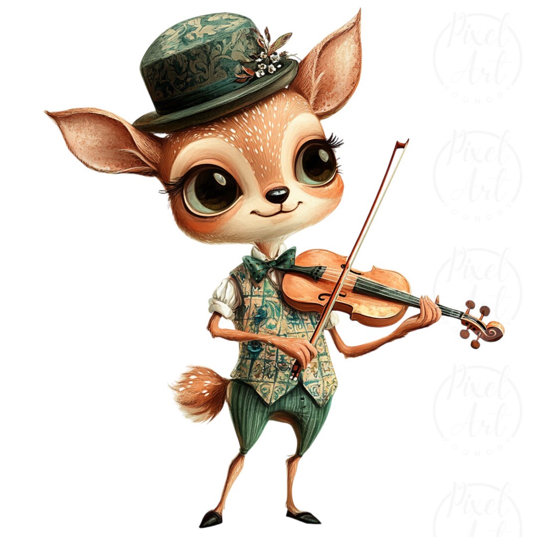Quirky Deer Character Clipart Set, 21 Watercolor Deer With Hats and ...
