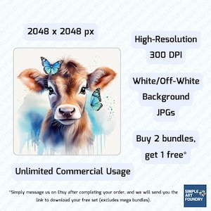 16 Watercolor Baby Cow Clipart | JPG | Farm Animal Designs for ...