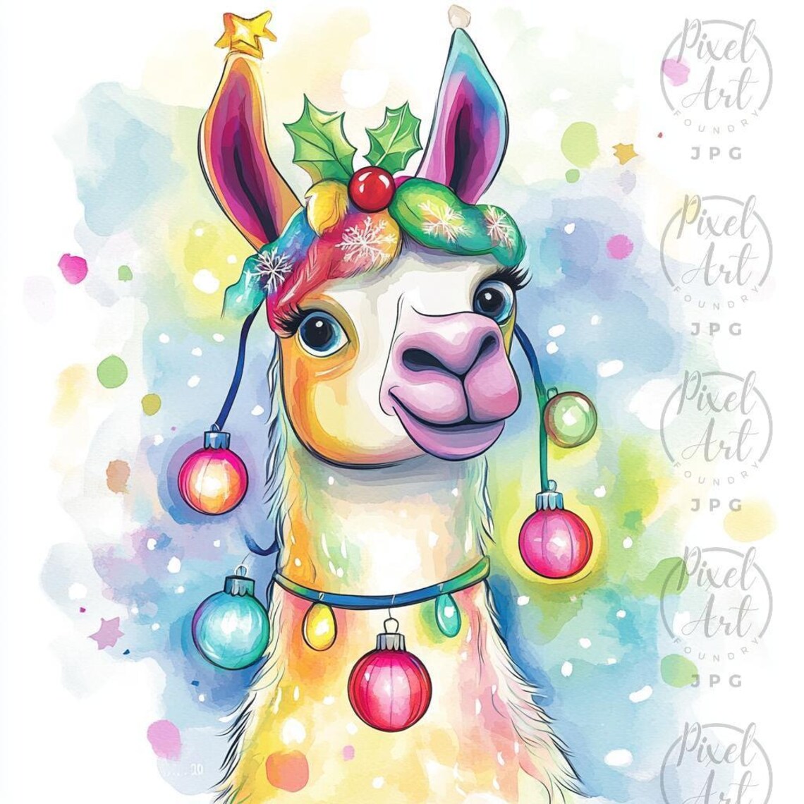 Festive Holiday Llamas Clipart Christmas Decor Quirky Crafts ...