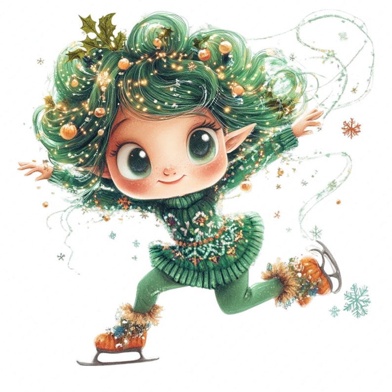 Green Elf Christmas Clipart Set, 21 Pngs, Cute Elves Trees & Gifts ...