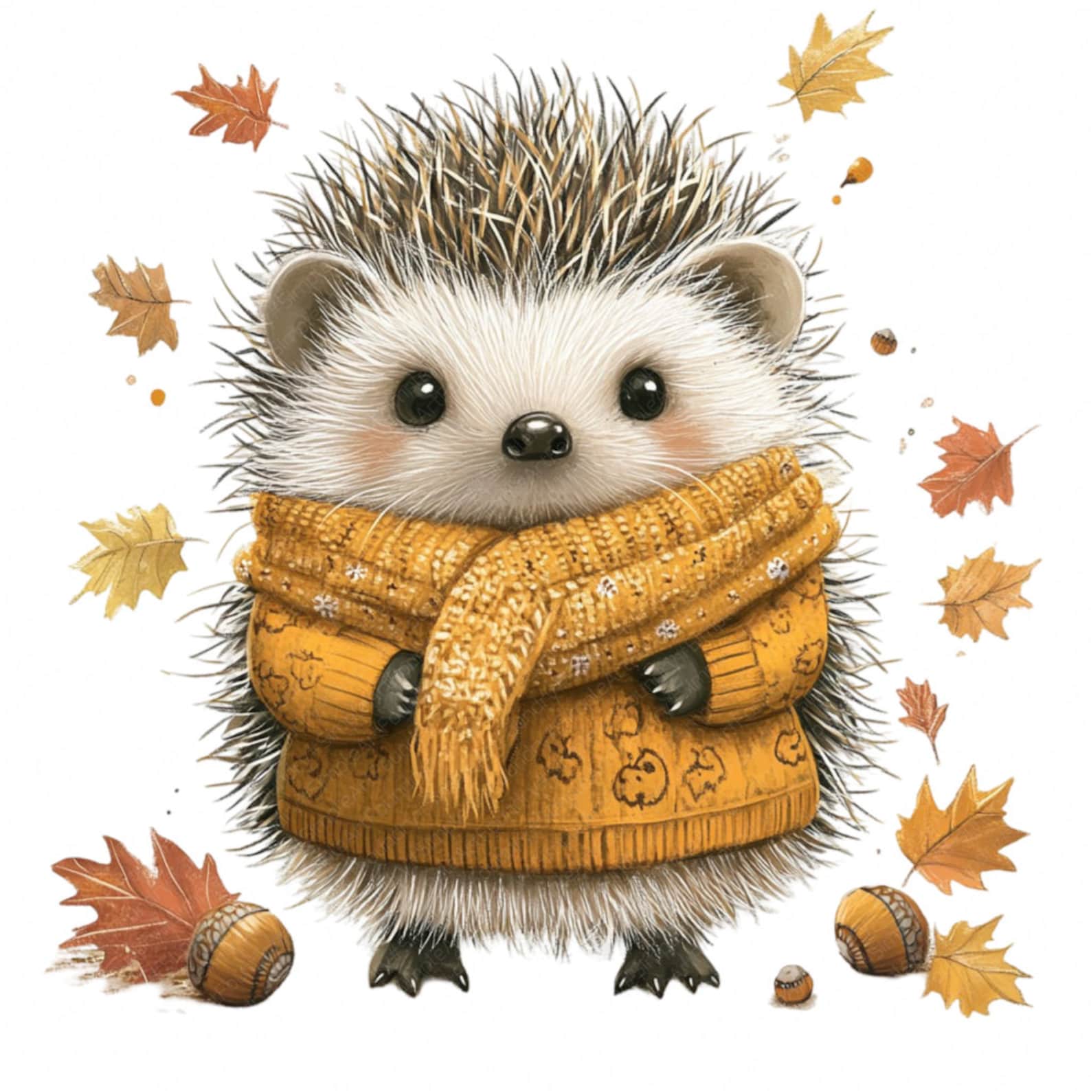 Fall Hedgehog Clipart Set 28 Pngs Cozy Autumn Animals With Sweaters ...