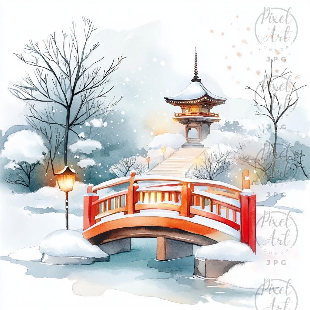 Enchanting Winter Tokyo Clipart Collection 21 Jpgs Sensoji Temple Tokyo ...
