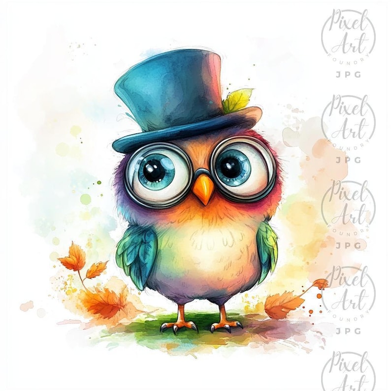 Quirky Owl Clipart: Watercolor Autumn Owls (digital Download) - Etsy