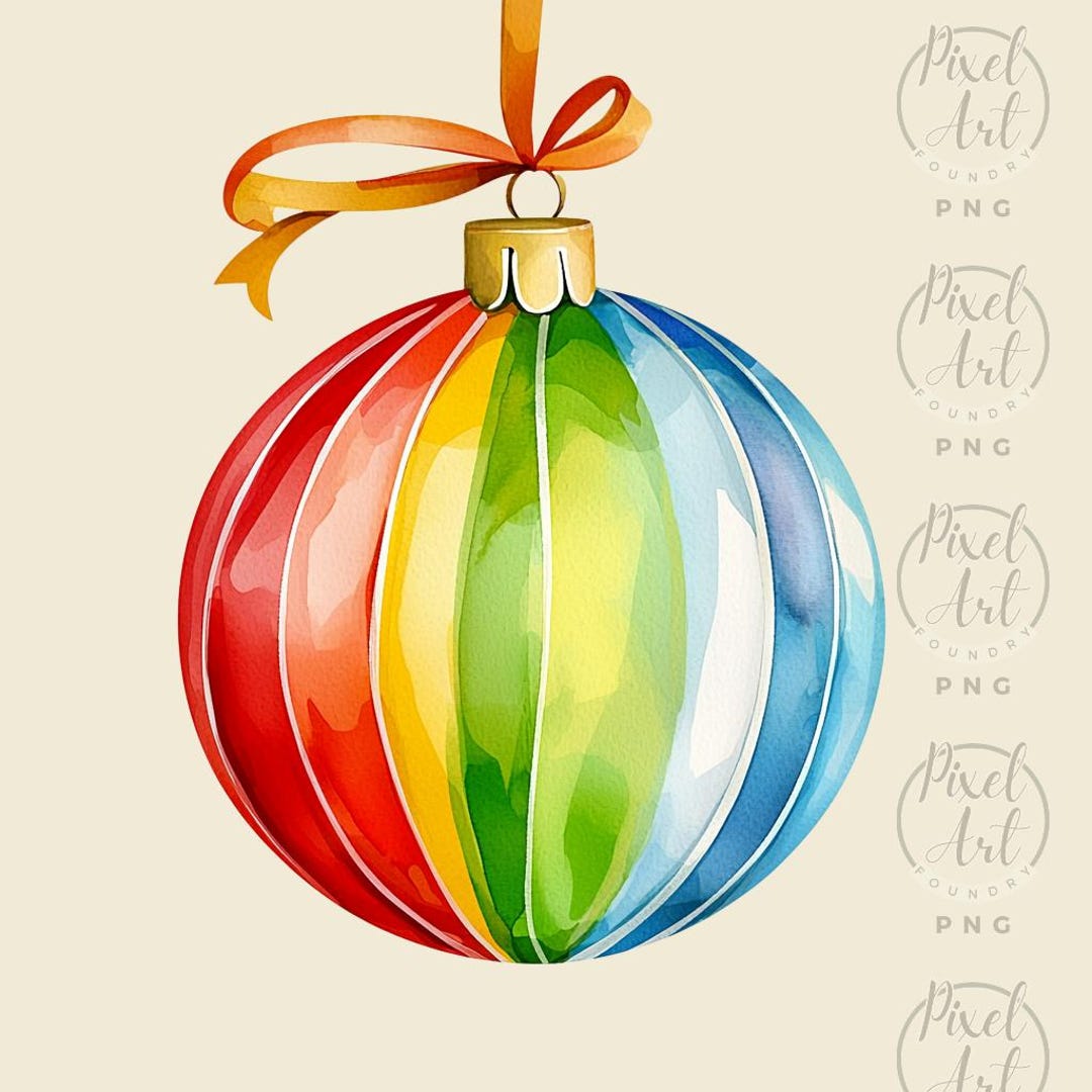 Festive Christmas Ornaments Clipart Set Star Ball Watercolor Holiday ...