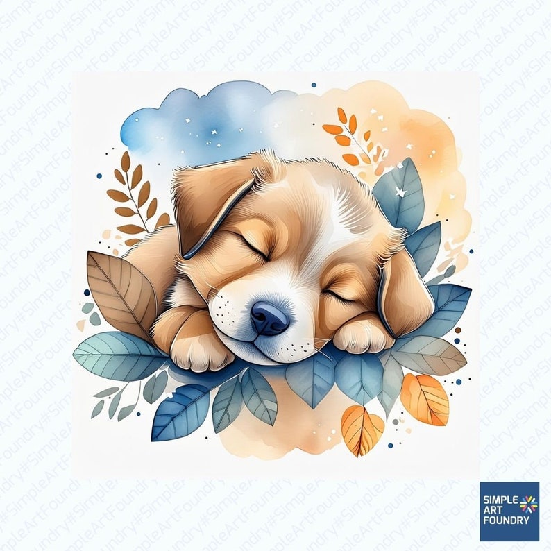 16 Cute Baby Dog Puppy Clipart Set - Watercolor Jpgs for Scrapbooking ...