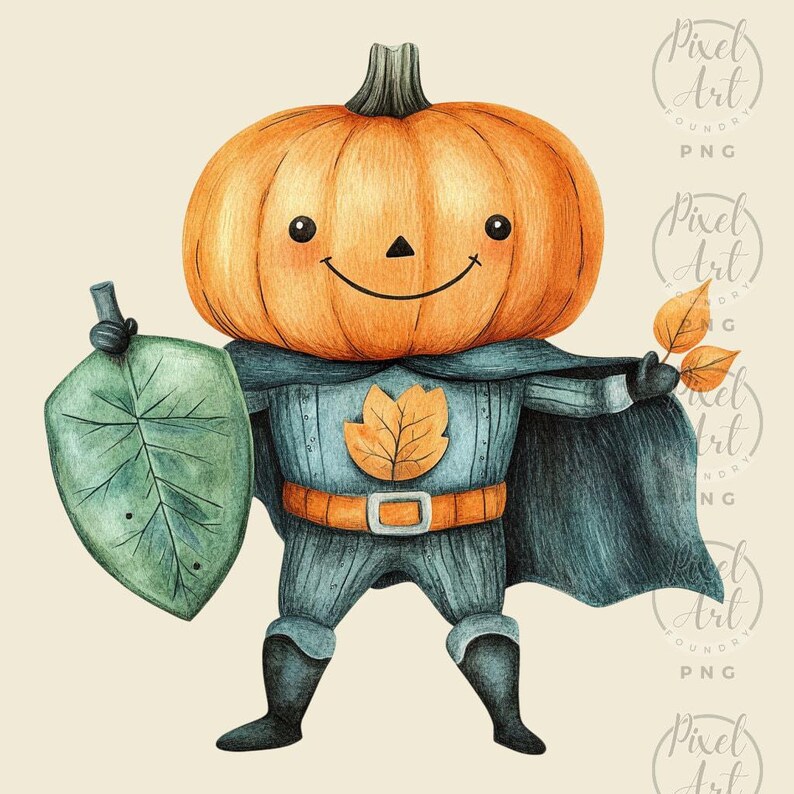 Pumpkin Protectors Clipart: Whimsical Halloween Costume Characters ...