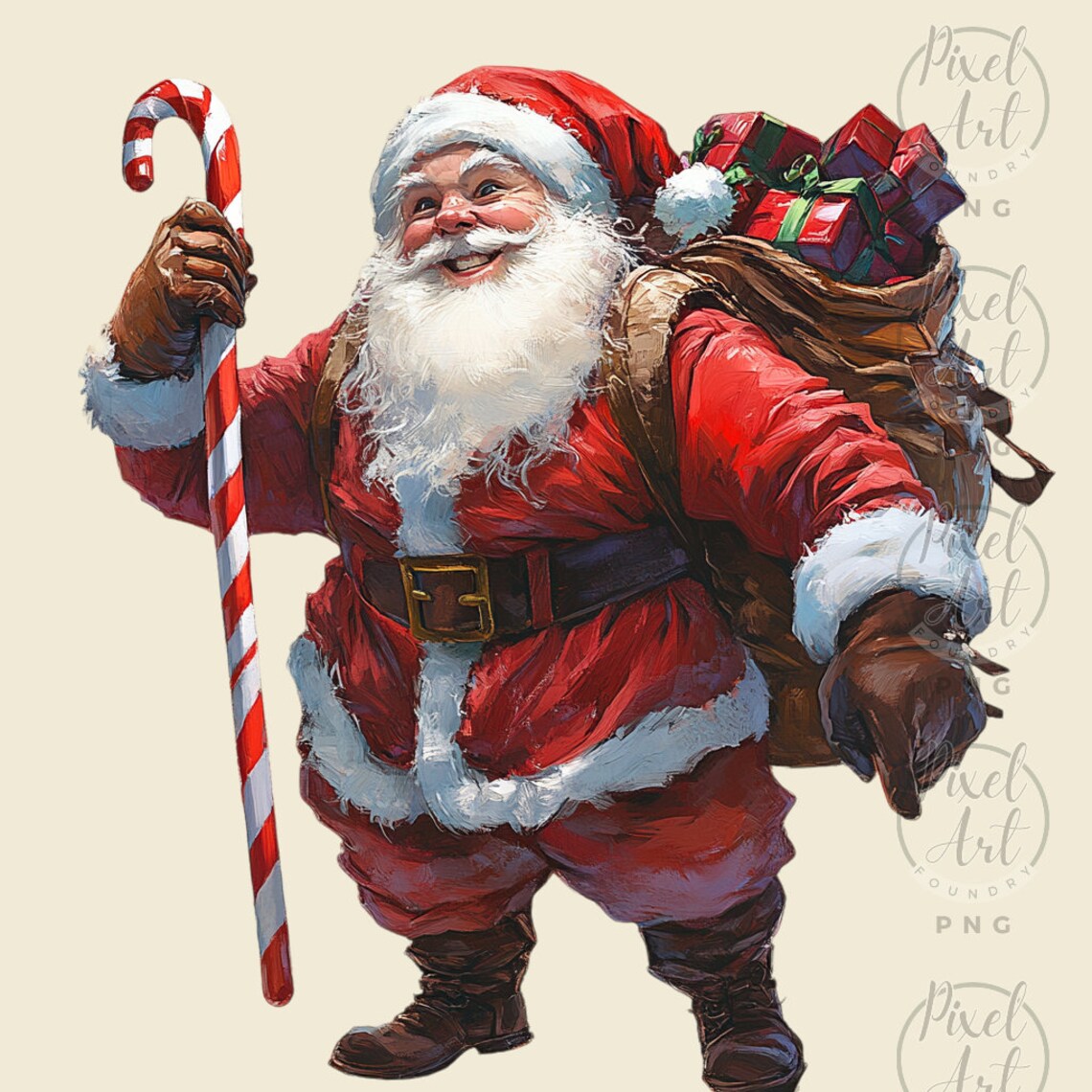 Hand-painted Santa Claus Clipart: 21 PNG Images, Christmas Decor ...