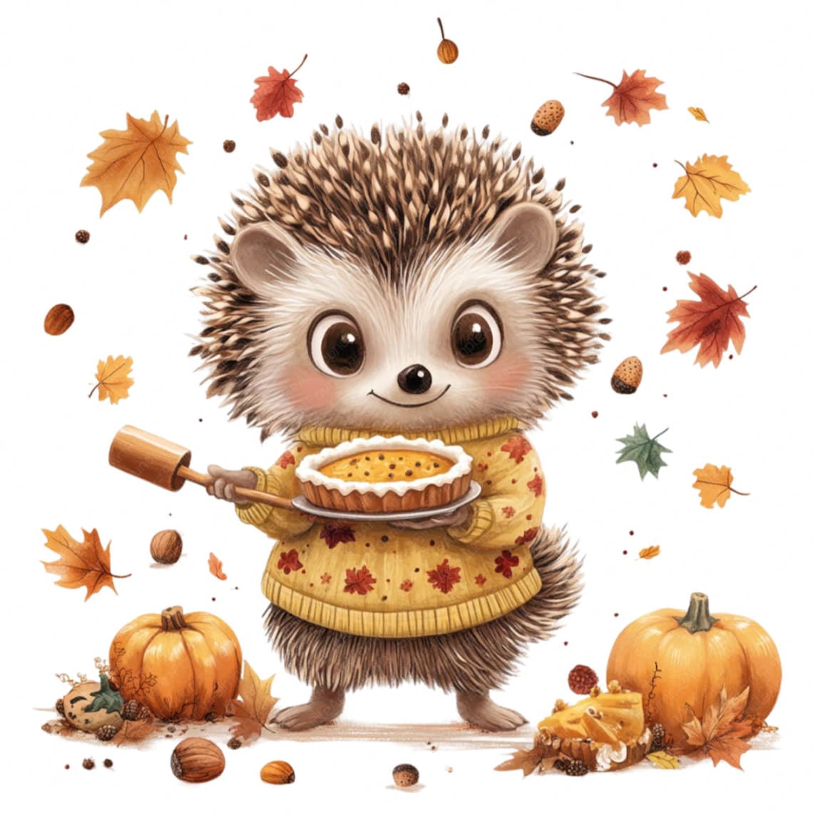 Fall Hedgehog Clipart Set 28 Pngs Cozy Autumn Animals With Sweaters ...