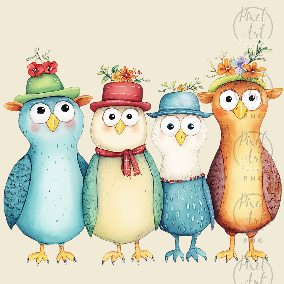 Cottage Core Owl Clipart Set: Whimsical Illustrations (15 PNG) - Etsy